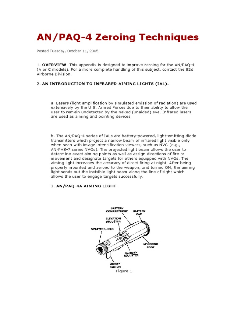 AN/PAQ-4 Zeroing Techniques: Posted Tuesday, October 11, 2005 | PDF ...
