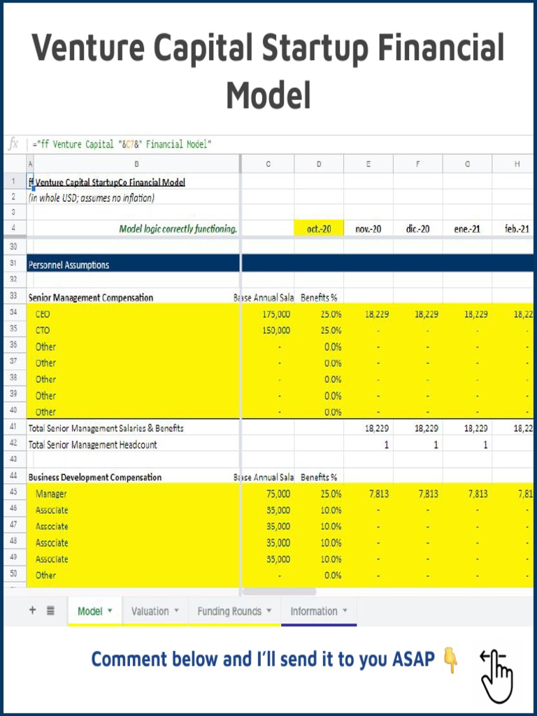 Venture Capital Startup Financial Model: Comment Below and I'll Send It ...