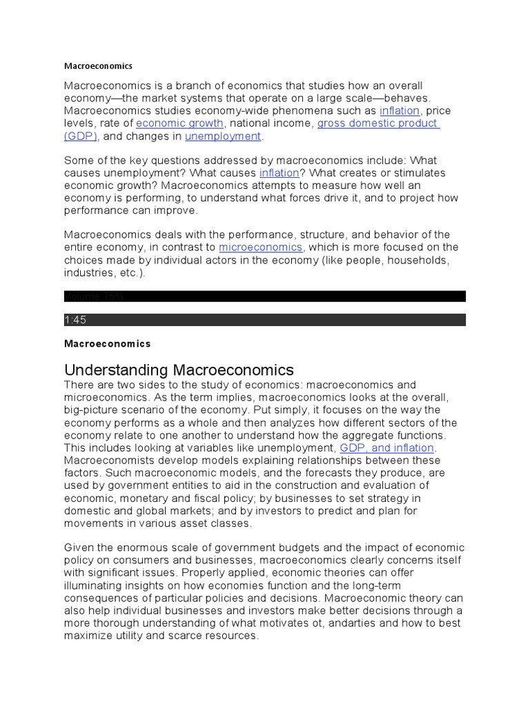 An Introduction to Macroeconomics: Understanding How the Overall ...