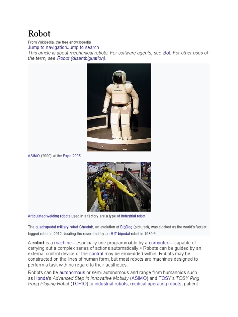 Robotics: A Brief History of Robots | PDF | Robot | Robotics