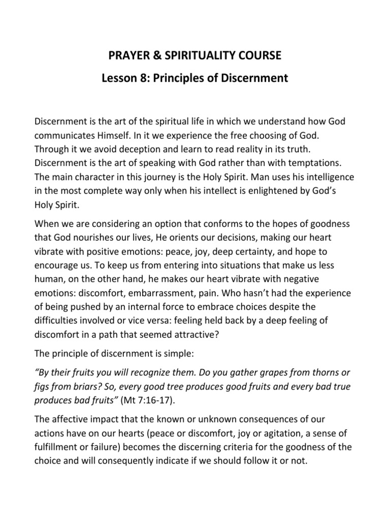 P & S Lesson 8 Principles of Discernment PDF | PDF | Feeling | Reason