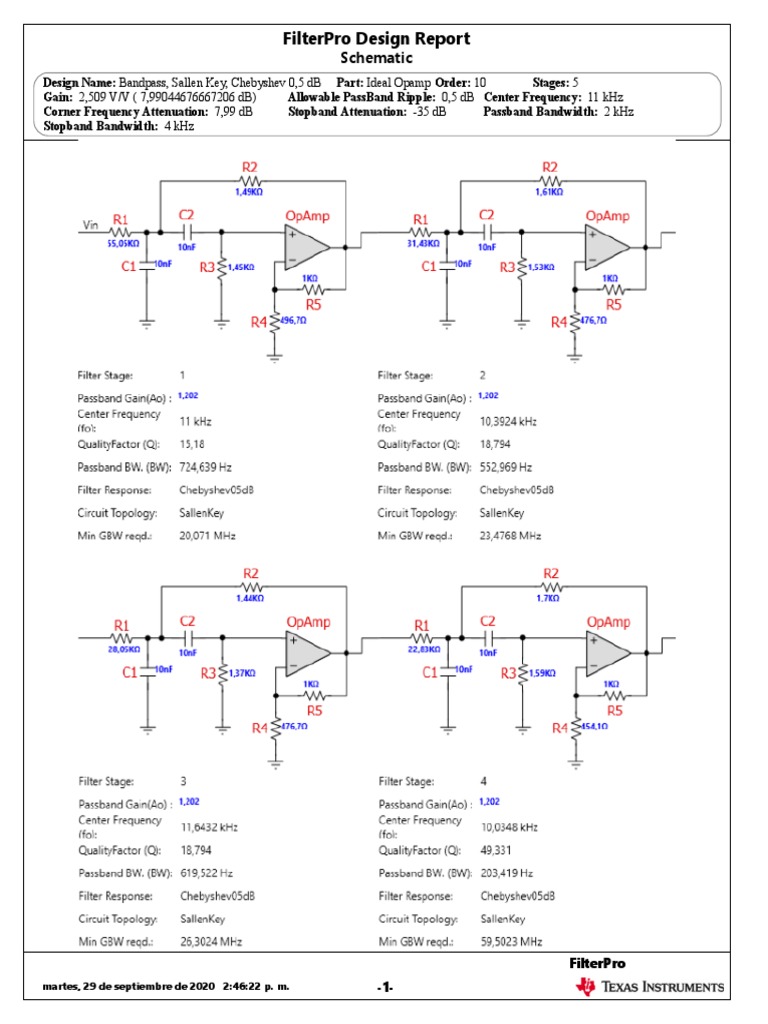 Filterpro Design Report: Schematic | PDF | Bandwidth (Signal Processing) | Telecommunications ...
