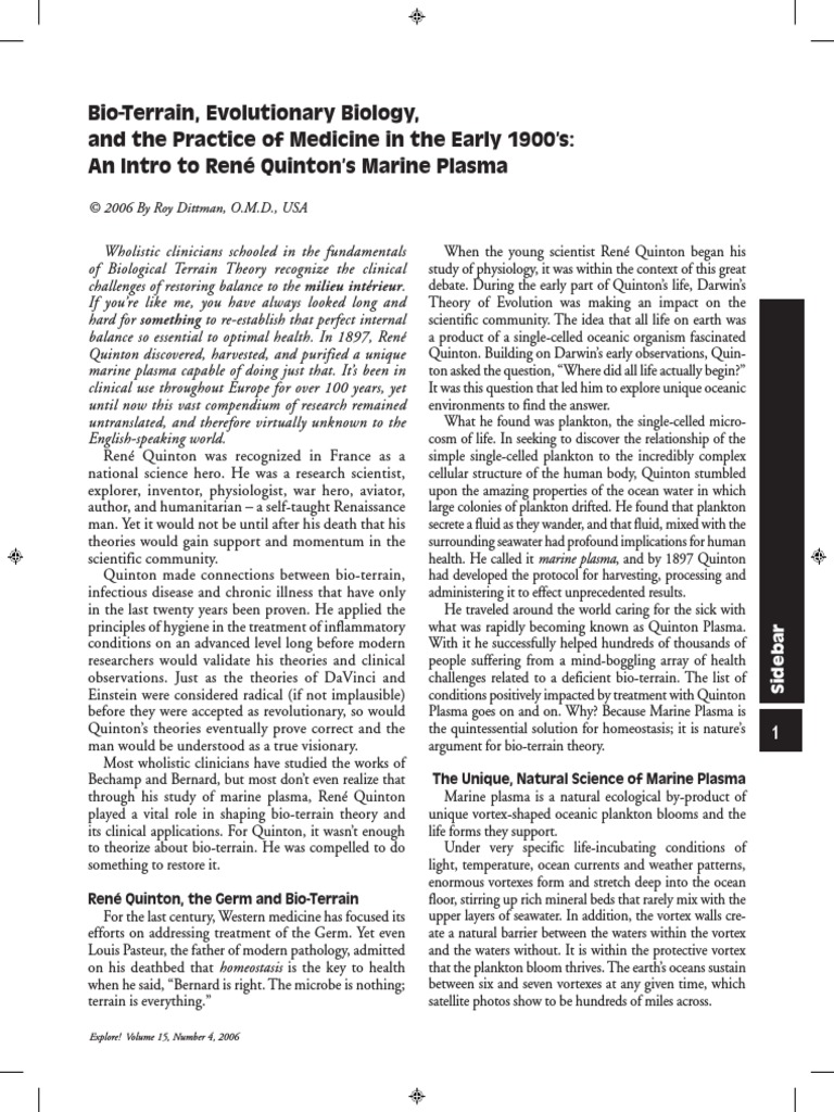 Bio-Terrain, Evolutionary Biology, and The Practice of Medicine in The ...