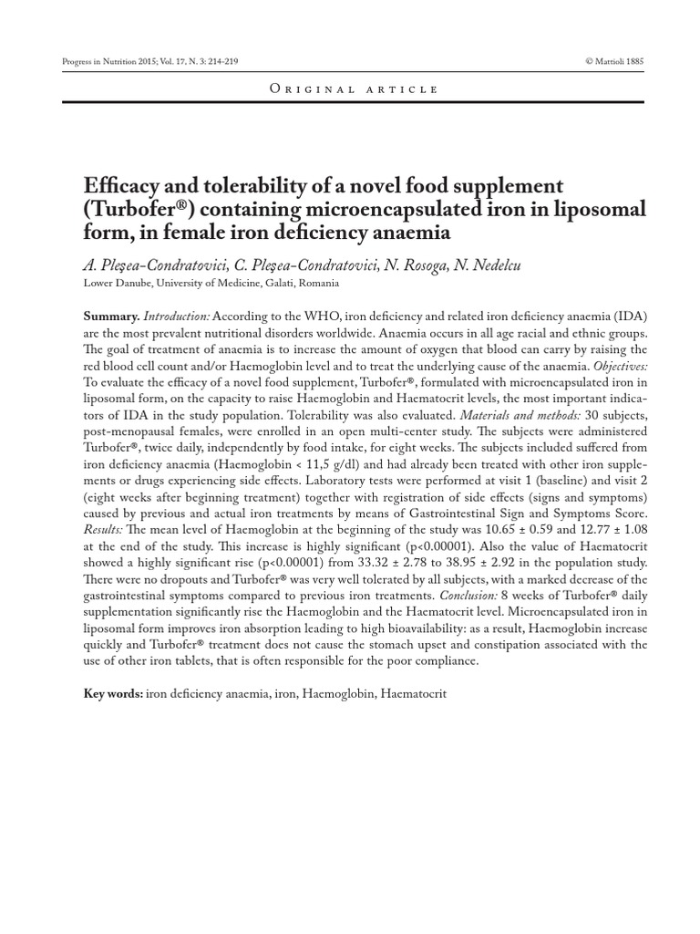 Turbofer Studies | PDF | Anemia | Iron