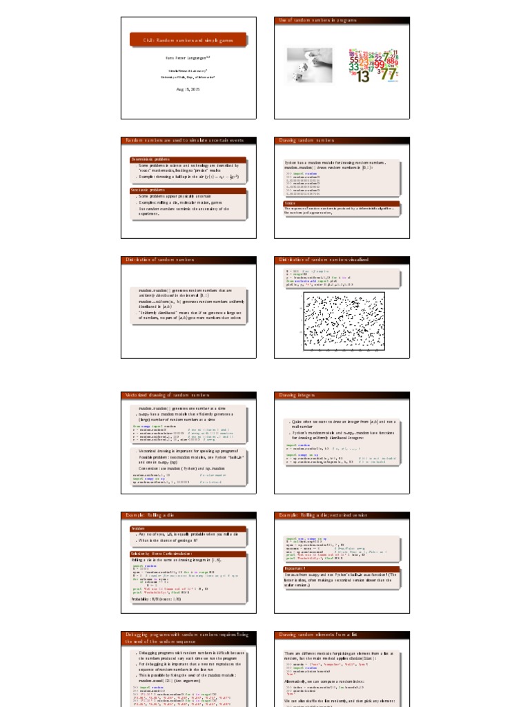 Use of Random Numbers in Programs: Deterministic Problems | PDF ...