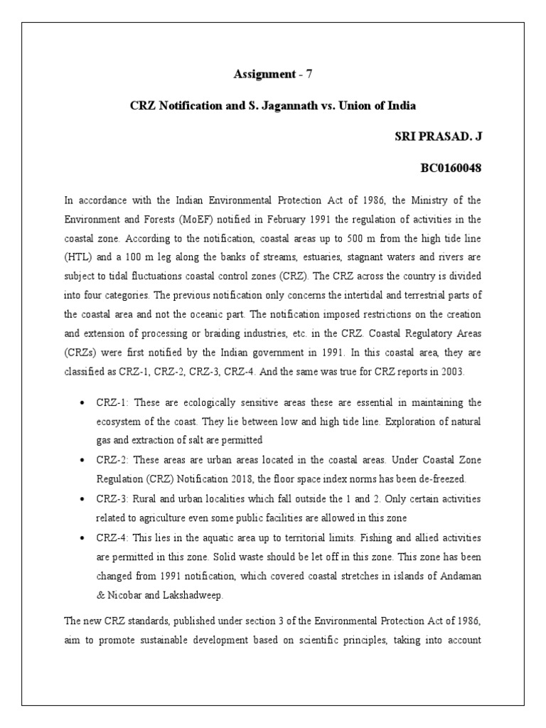 A7 - CRZ Notification | PDF | Coast | Shrimp