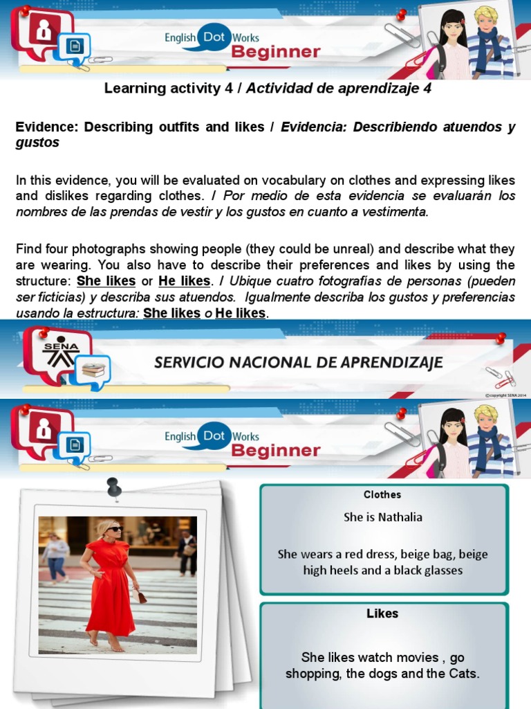 Learning Activity 4 / Actividad de Aprendizaje 4 | PDF | Clothing ...