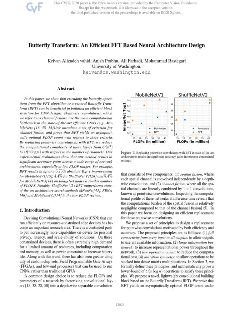 Vahid Butterfly Transform An Efficient FFT Based Neural Architecture Design CVPR 2020 Paper ...
