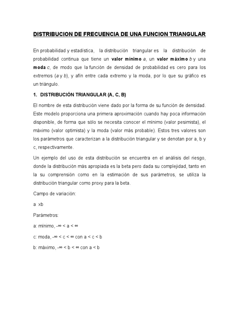 Distribucion de Frecuencia de Una Funcion Triangular | PDF | Distribución de probabilidad ...
