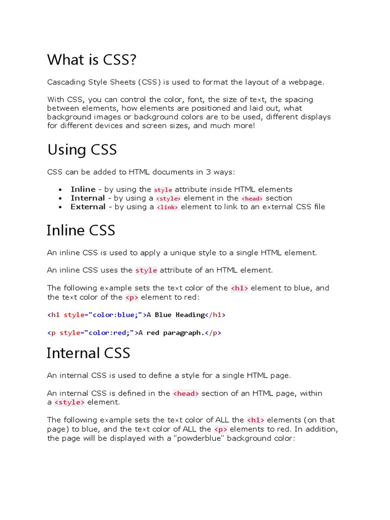 What is CSS? - A guide to Cascading Style Sheets | PDF | Cascading Style Sheets | Html