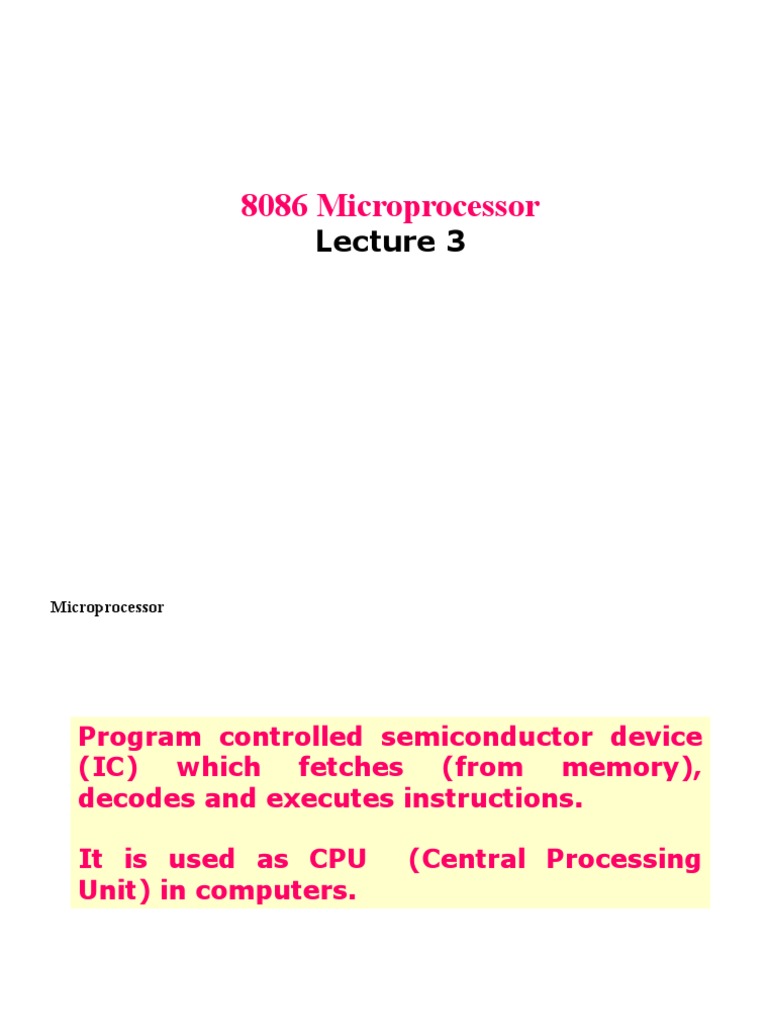 Lecture 3 & 4 8086 Architecture | PDF | Central Processing Unit | Computer Data Storage