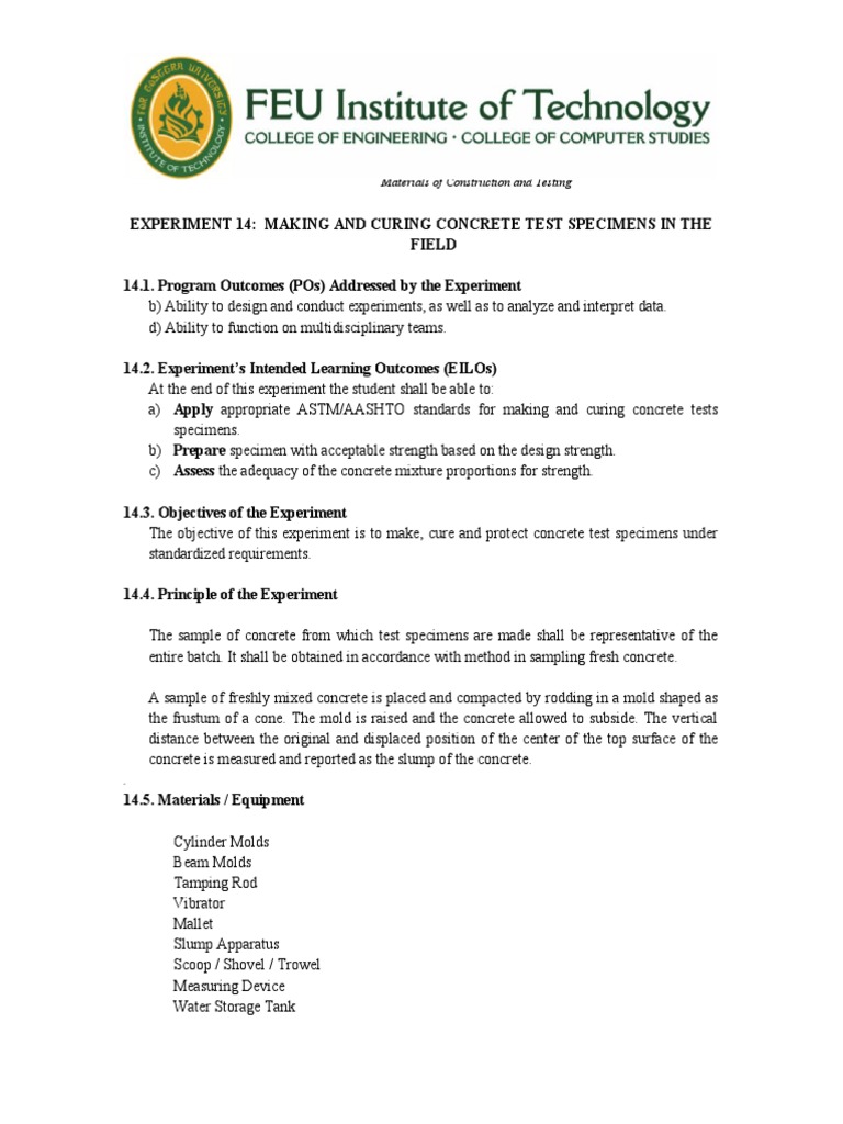 14 Making and Curing Concrete Test Specimens in The Field | PDF ...
