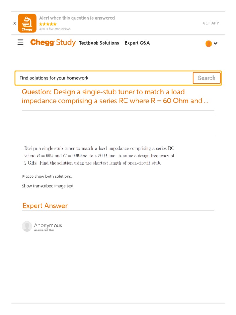 Design A Single-Stub Tuner To Match A Load Impedance | PDF | Electrical ...