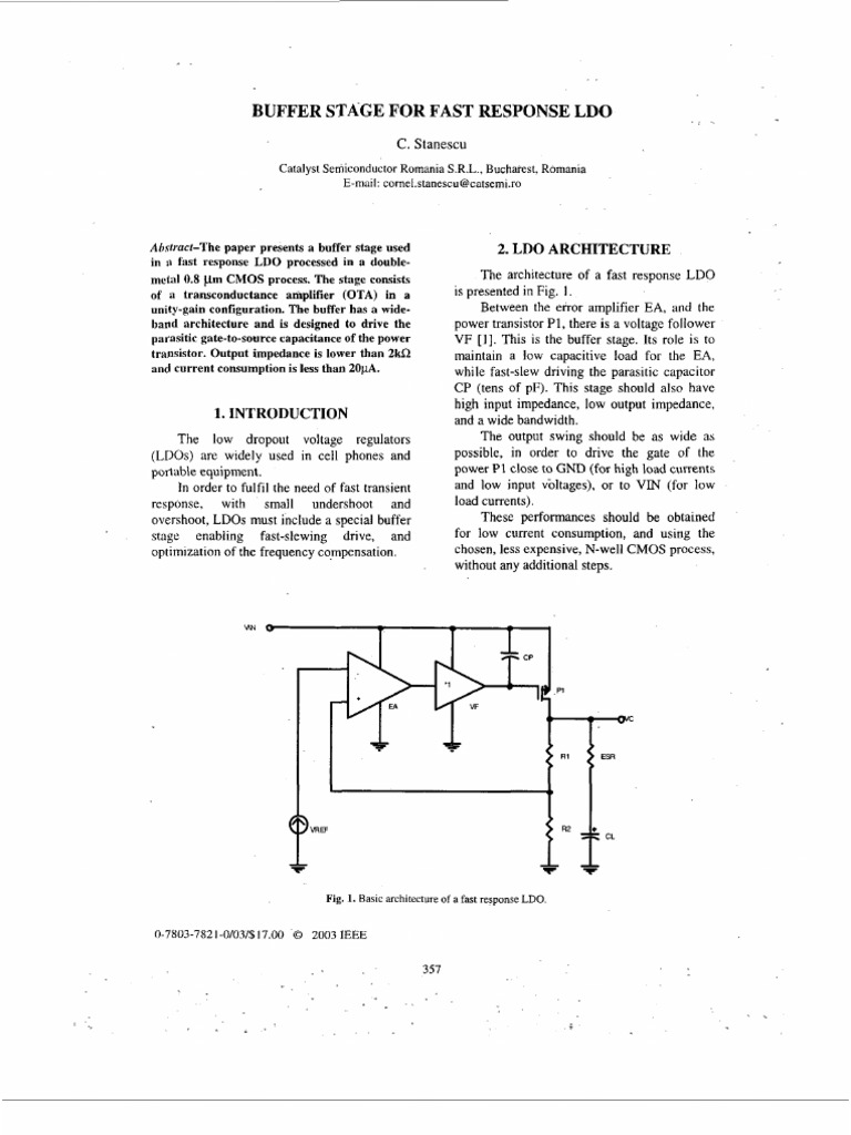 Buffer Stage For Fast Response Ldo 152 | PDF | Mosfet | Cmos