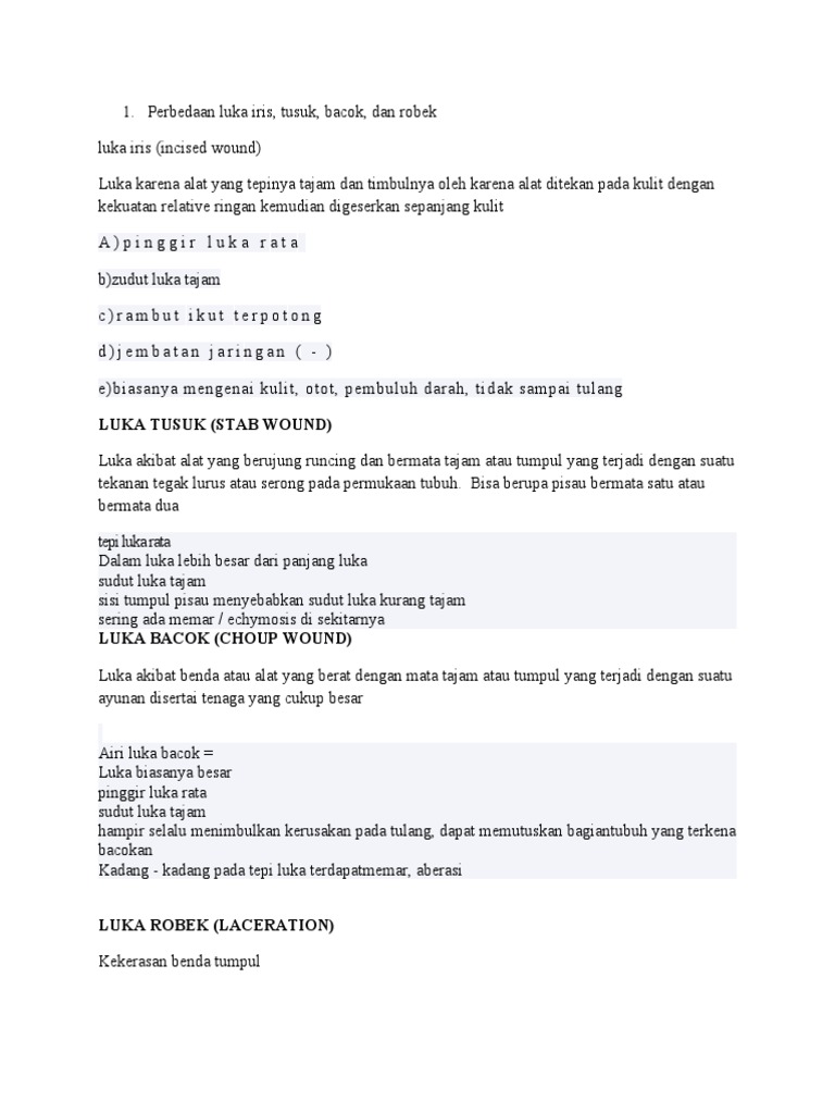 Perbedaan Luka Iris | PDF