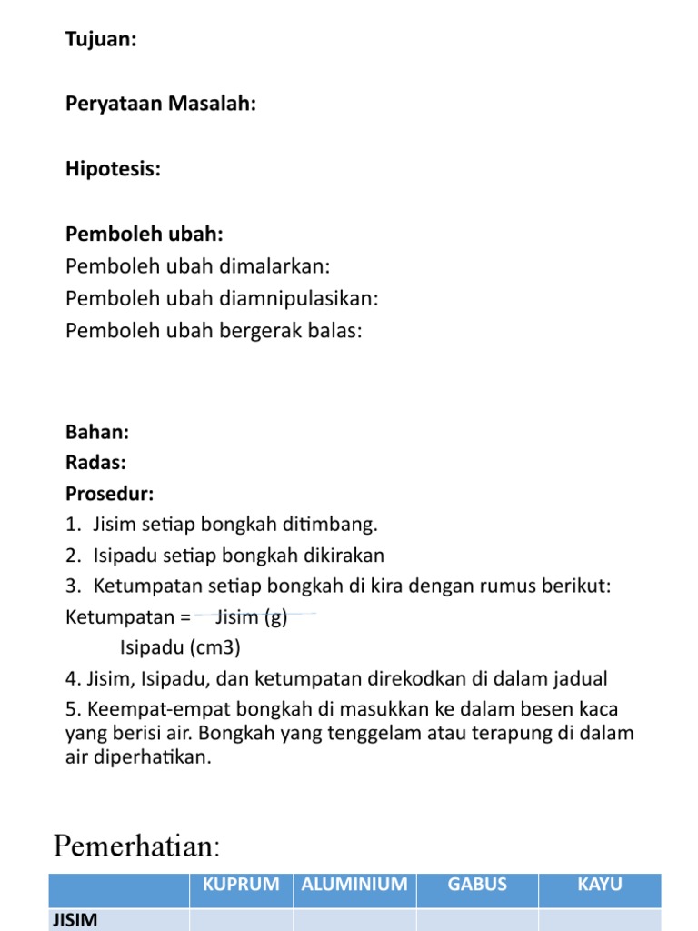 Eksperimen Ketumpatan Sains Tingkatan 2 | PDF