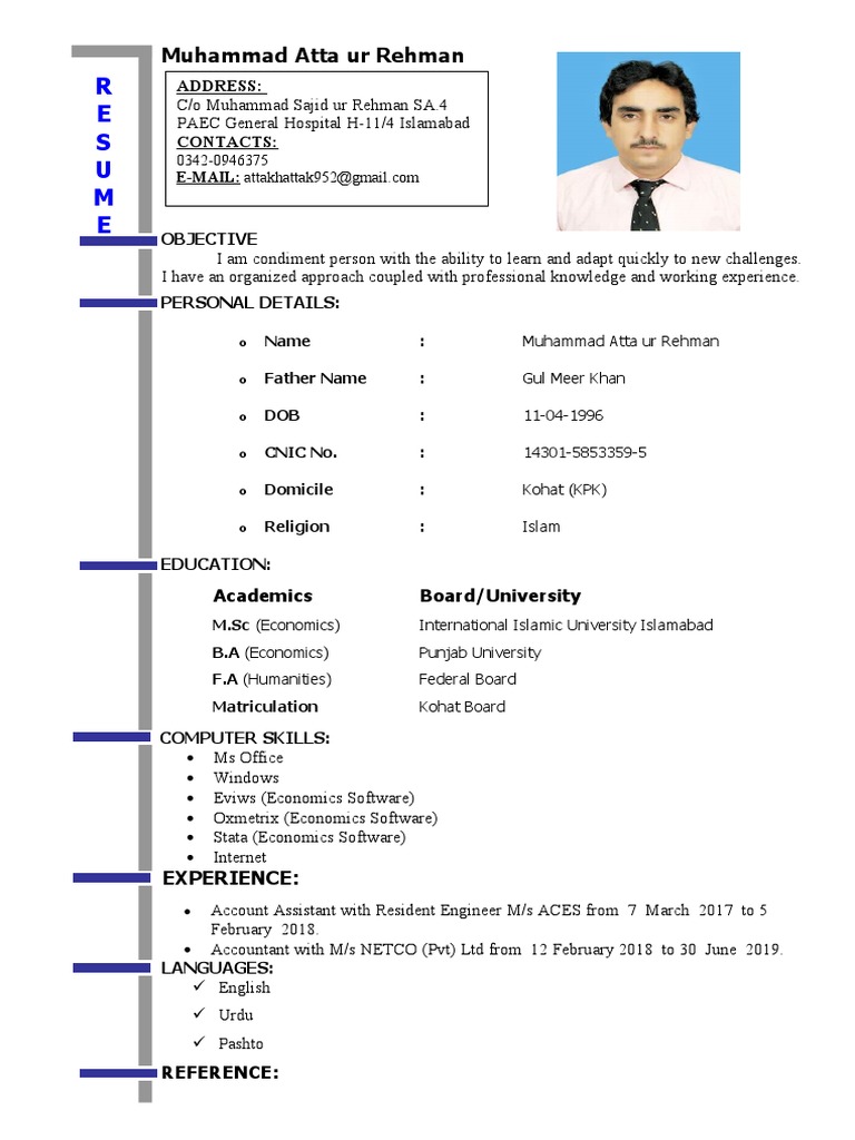 R E S U M E: Muhammad Atta Ur Rehman | PDF