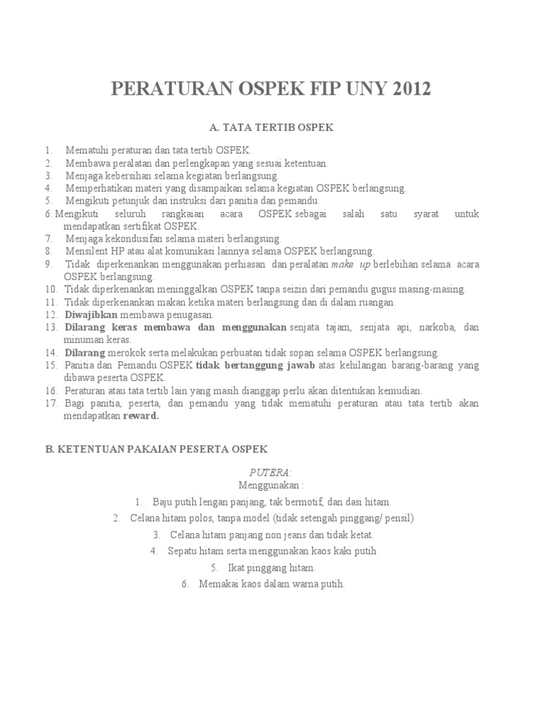 Peraturan Pakaian dan Tata Tertib OSPEK | PDF