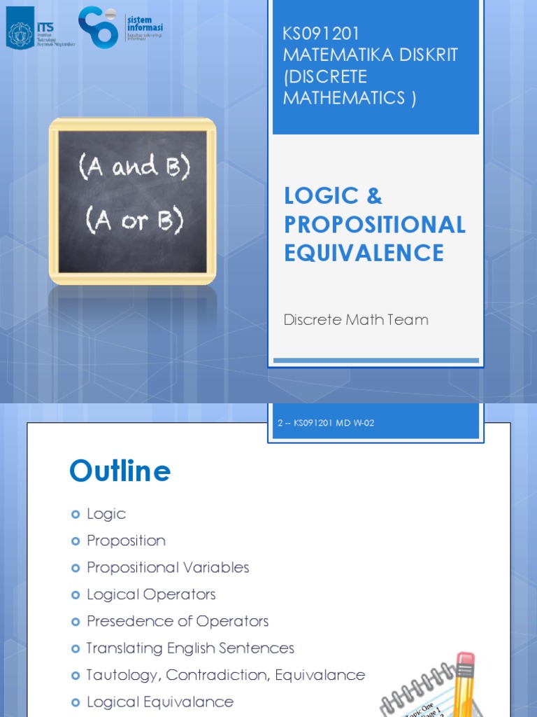 Logic & Propositional Equivalence: KS091201 Matematika Diskrit ...