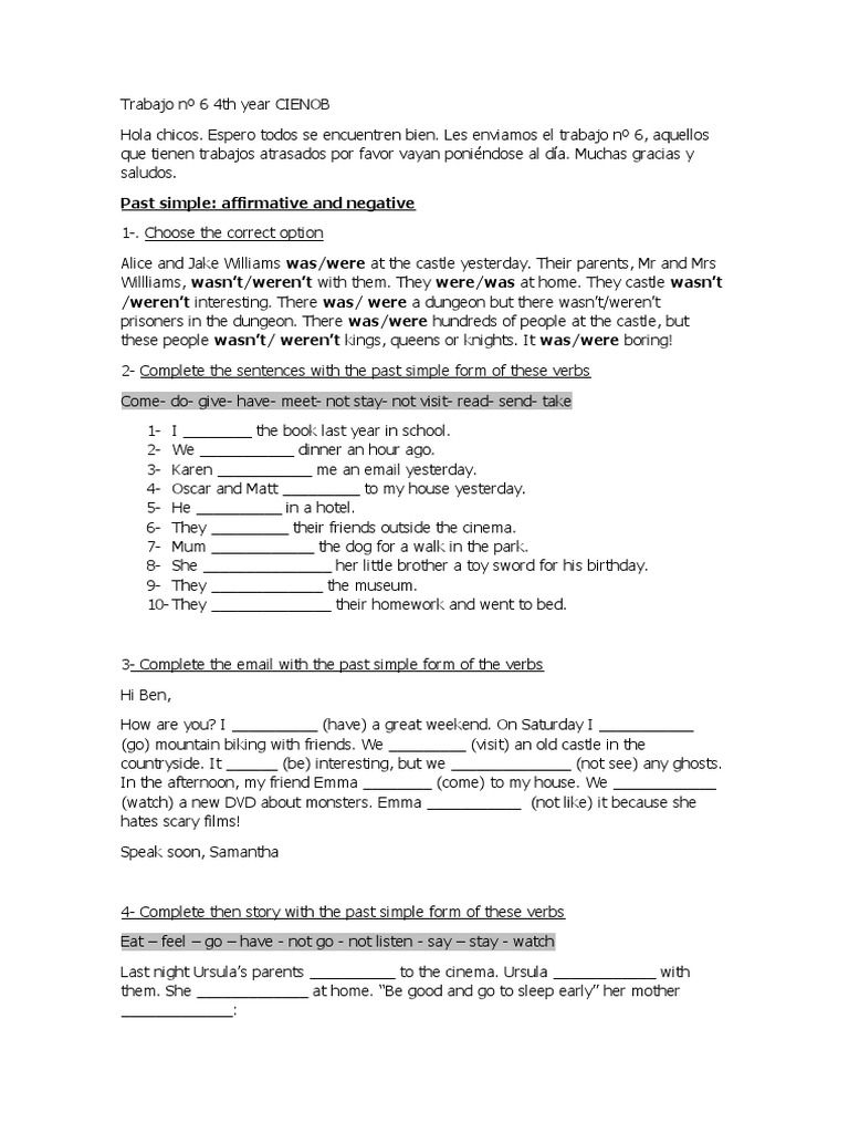 Past Simple Exercises For EFL Students | PDF