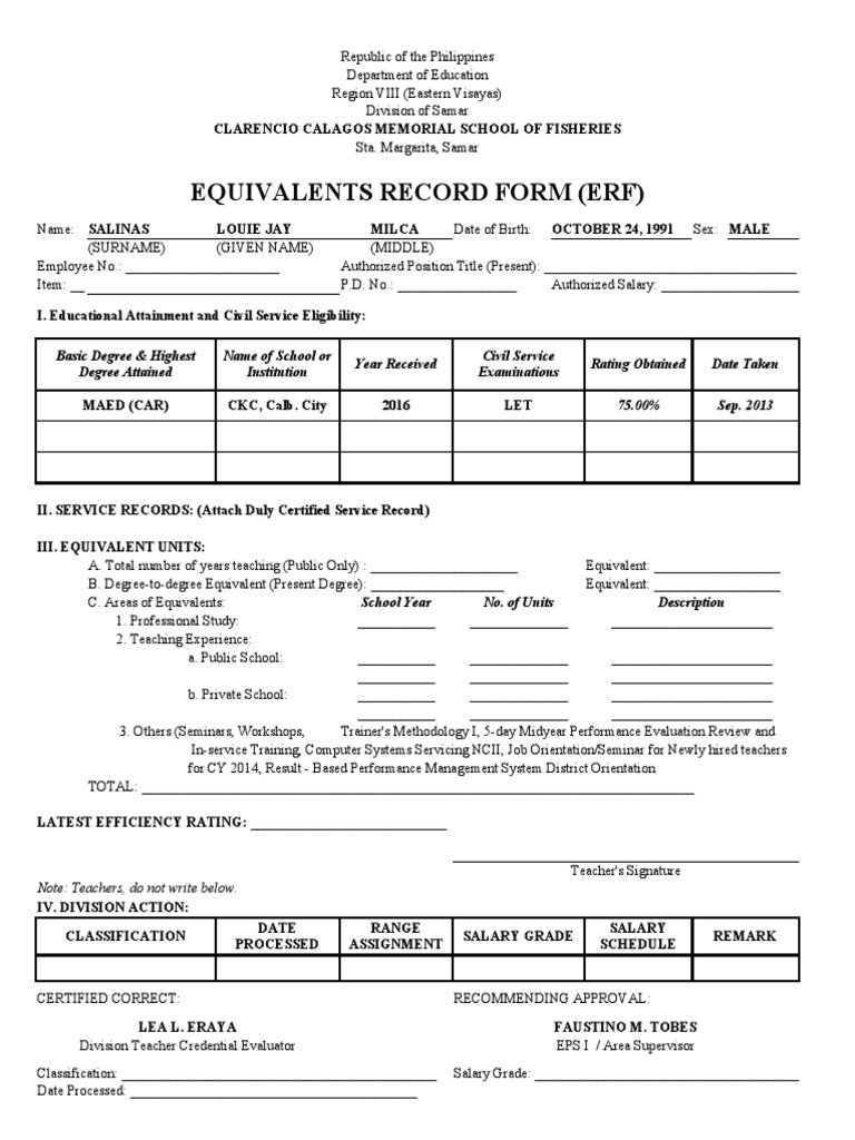 ERF Form | PDF | Teachers | Behavior Modification