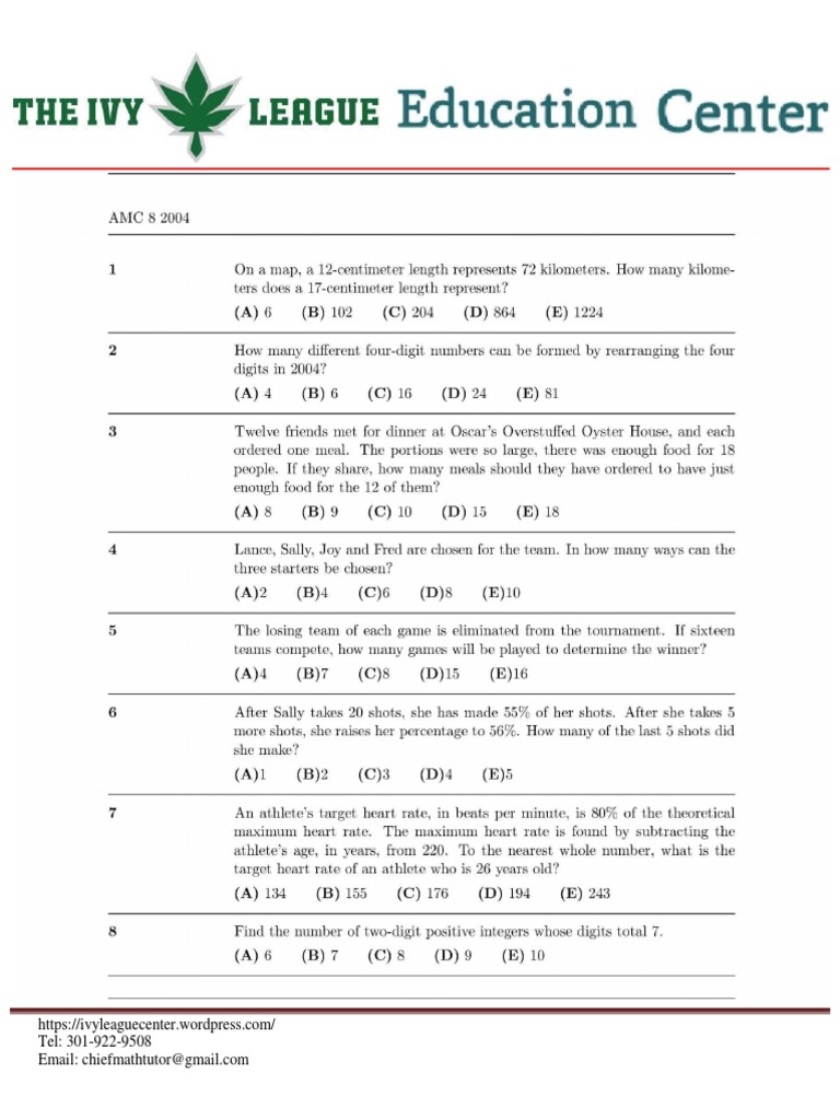 2004 Amc 8 | PDF | Technology & Engineering