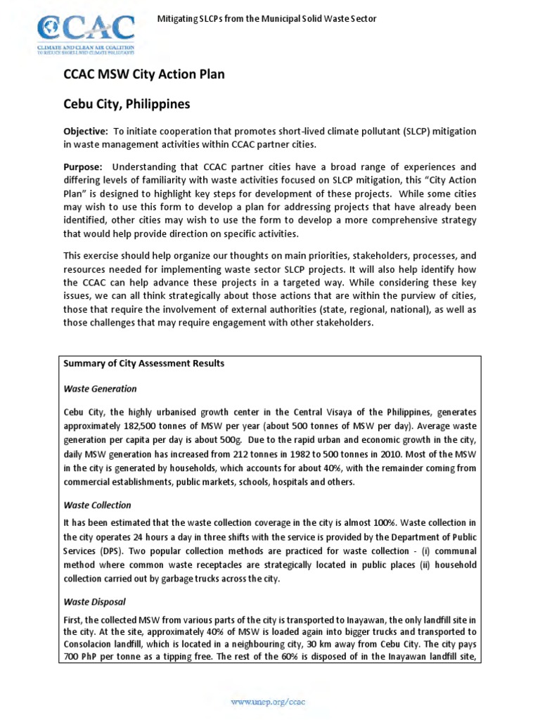Cebu - Action - Plan of SWM | PDF | Municipal Solid Waste | Landfill