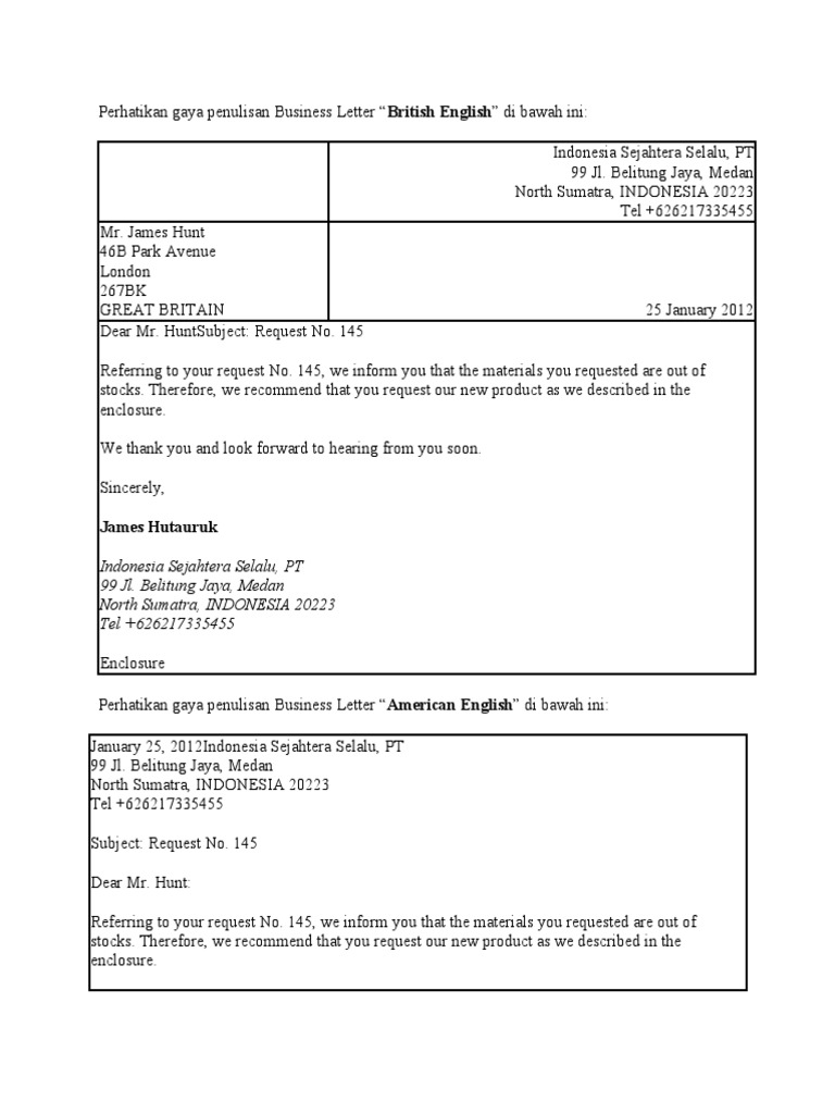 Surat Resmi Inggris | PDF