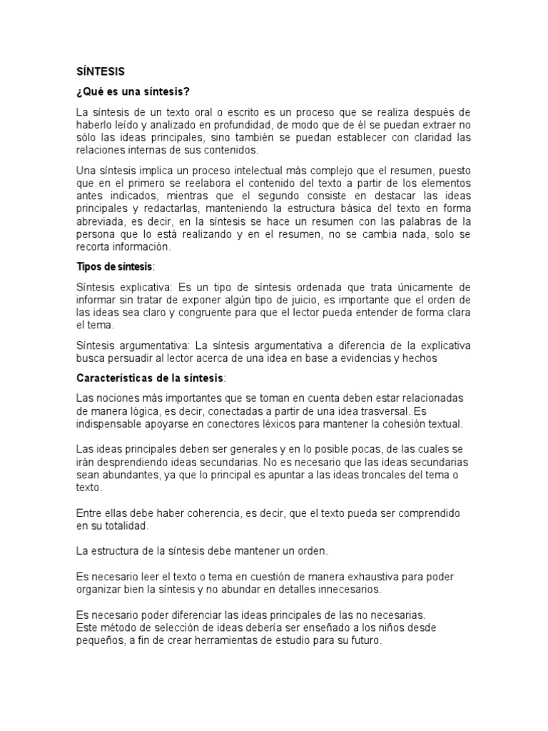 Tipos y características de la síntesis | PDF | Comportamiento | Vida