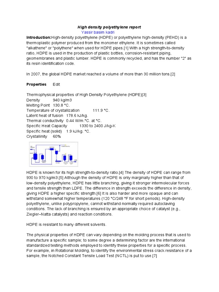 High Density Polyethylene Report | PDF | Polyethylene | Materials Science