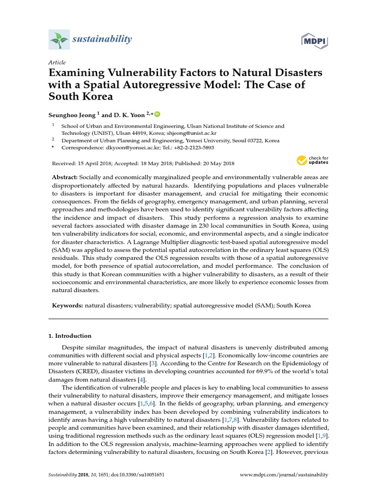 Sustainability 10 01651 v2 | PDF | Akaike Information Criterion | Spatial Analysis