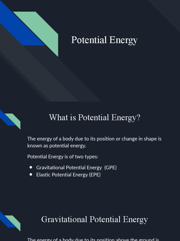 Potential Energy - Definition, Types and Examples | PDF | Potential ...