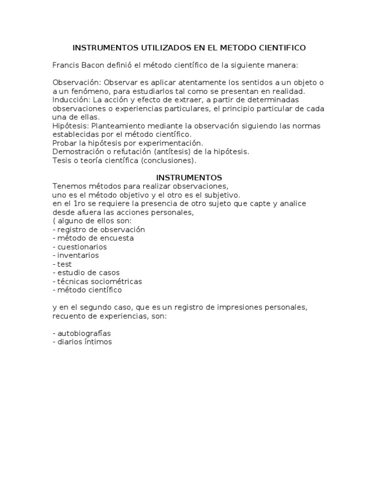 Instrumentos Utilizados en El Metodo Cientifico | PDF | Razonamiento ...