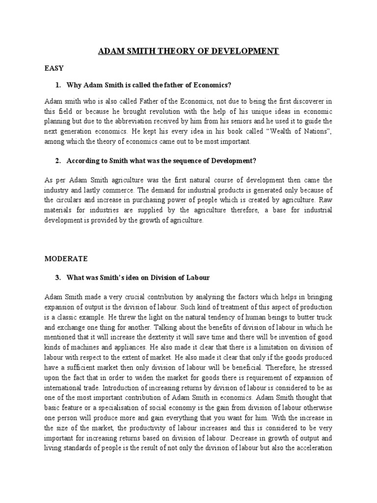 Adam Smith Viva Questions | PDF | Adam Smith | Division Of Labour