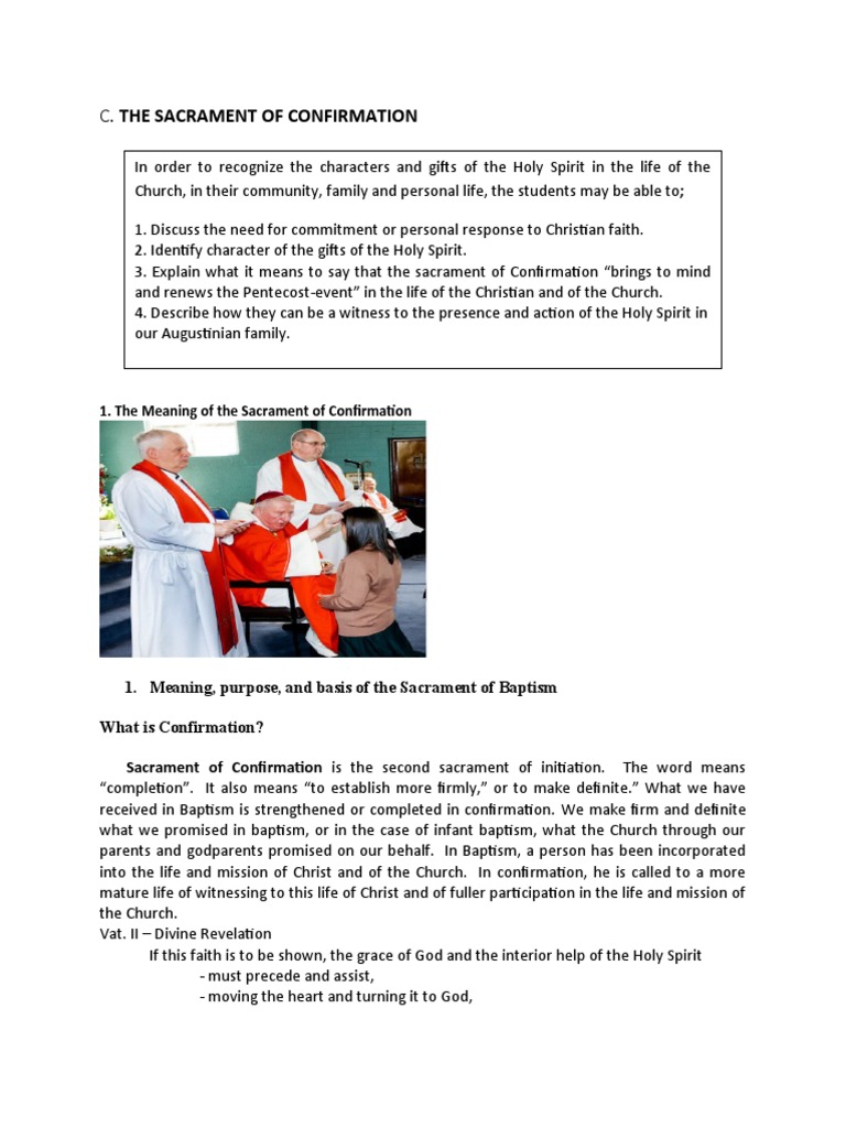 The Meaning of The Sacrament of Confirmation | PDF | Confirmation | Anointing