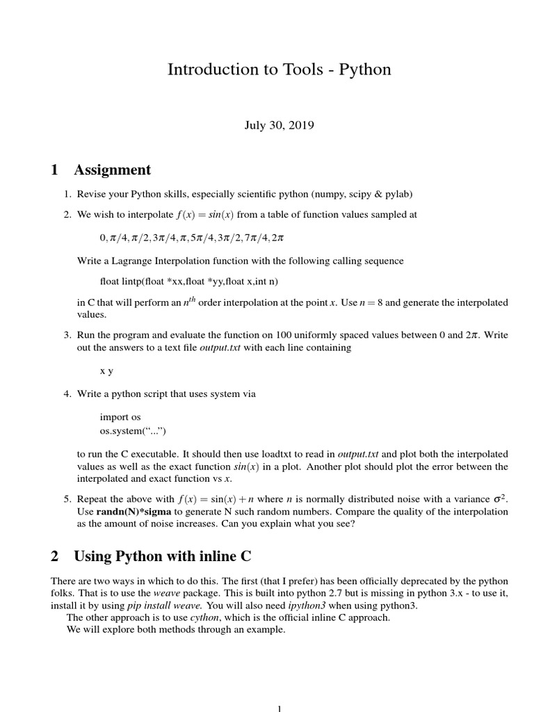 Introduction To Tools - Python: 1 Assignment | PDF | Python ...