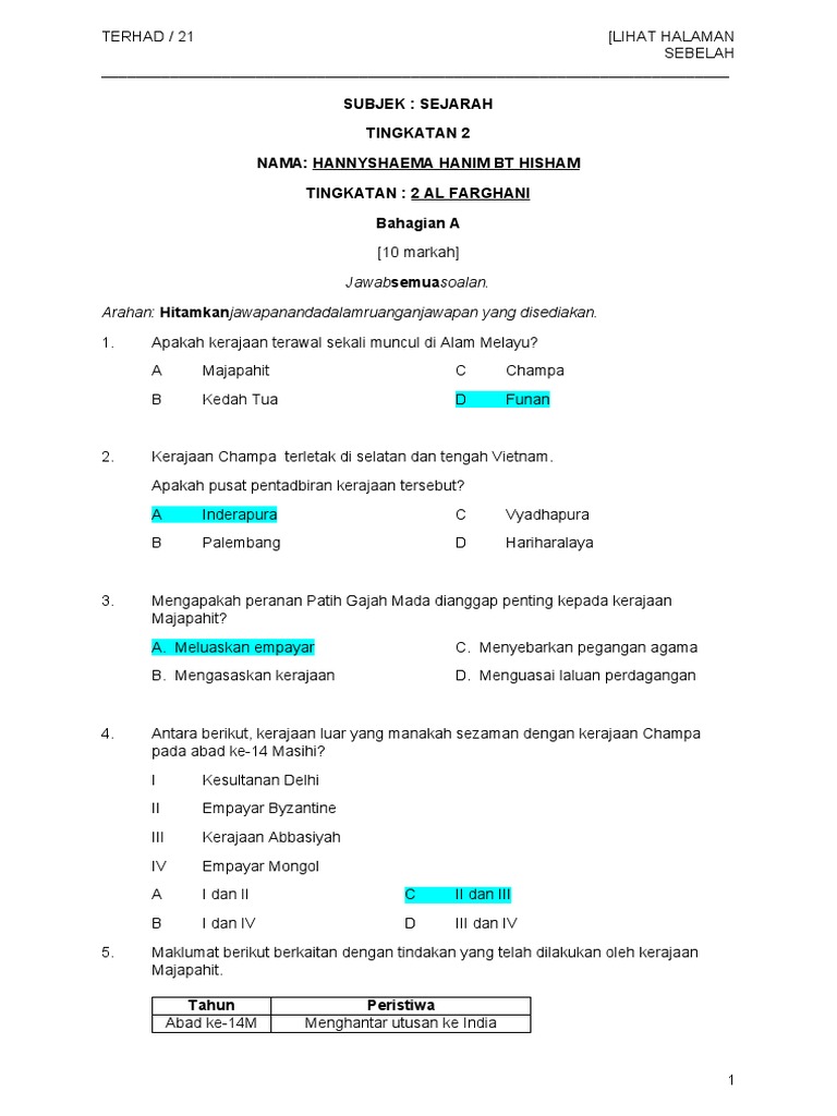 Soalan Sej GC T2 | PDF