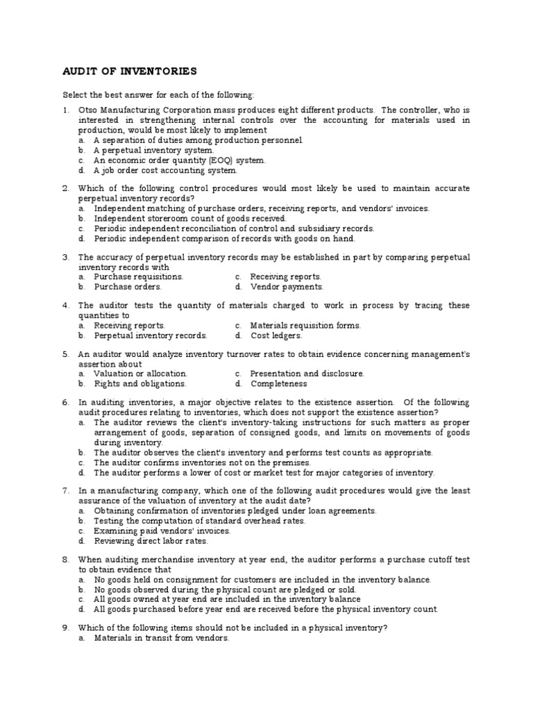 Audit of Inventories | PDF | Inventory | Audit