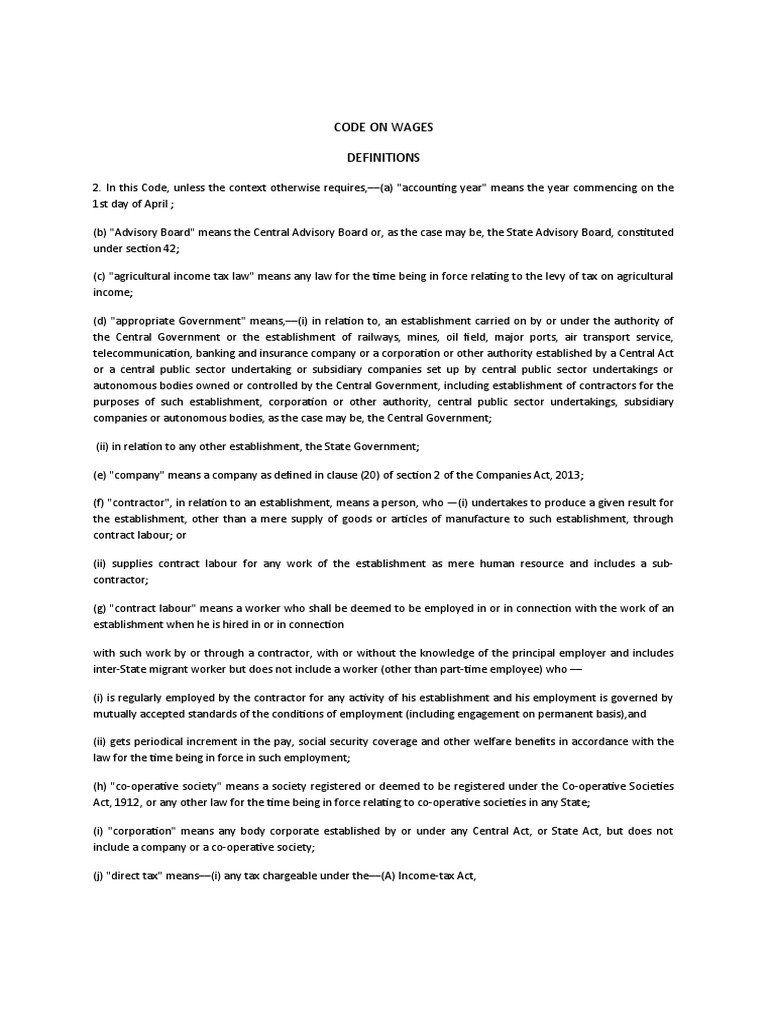 Code On Wages | PDF | Wage | Employment