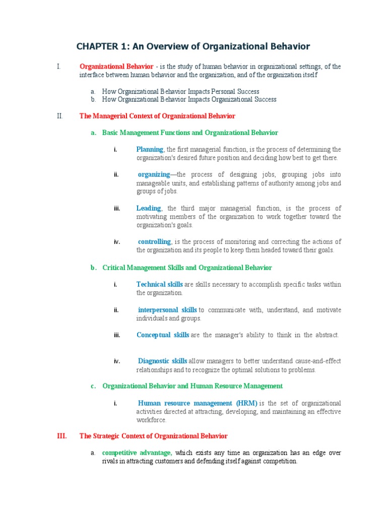 CHAPTER 1: An Overview of Organizational Behavior | PDF ...