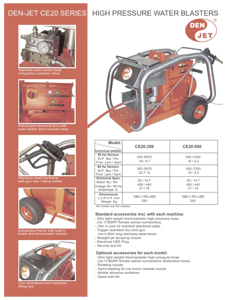 DEN-JET CE20 SERIES HIGH PRESSURE WATER BLASTERS: POWERFUL, INDUSTRIAL ...