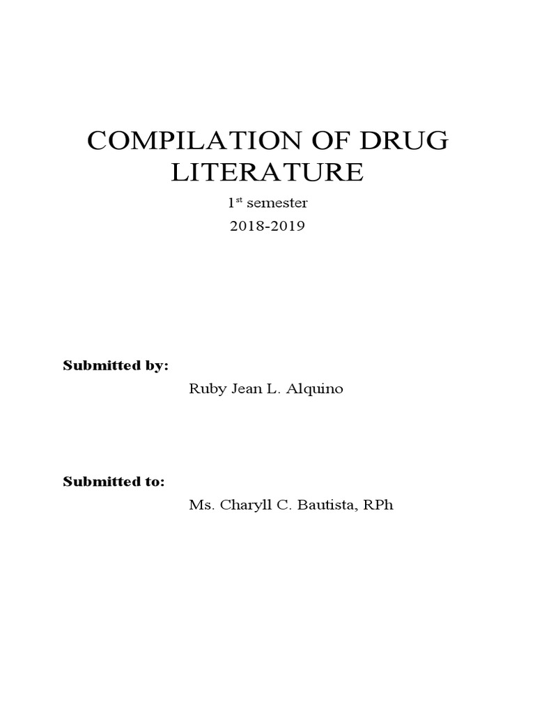 Drug Literature Compilation 2018-2019 | PDF | Combined Oral ...