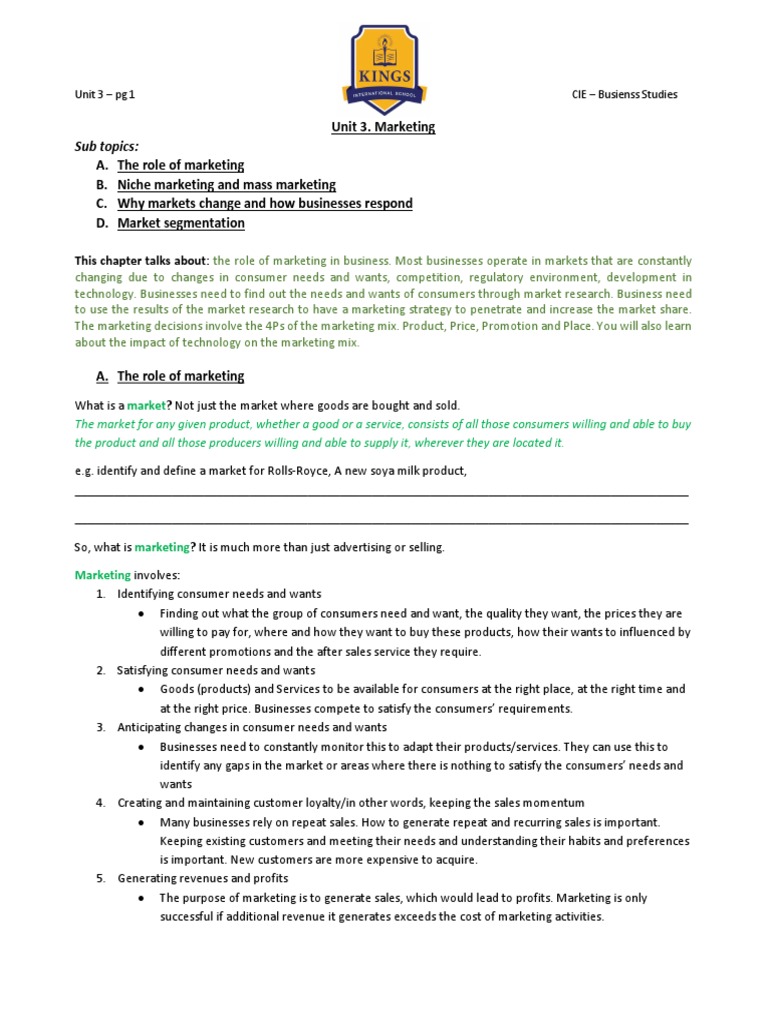 Unit 3 - Marketing Notes PDF | Download Free PDF | Demand | Price ...