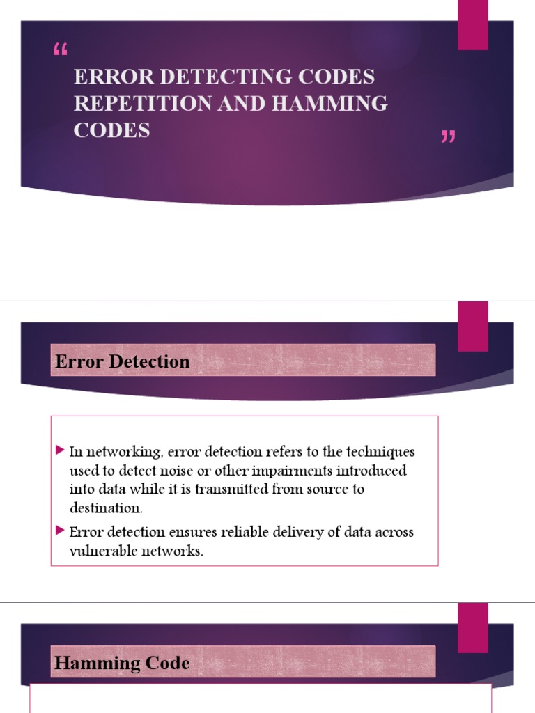 Error Detection: Hamming & Repetition Codes | PDF
