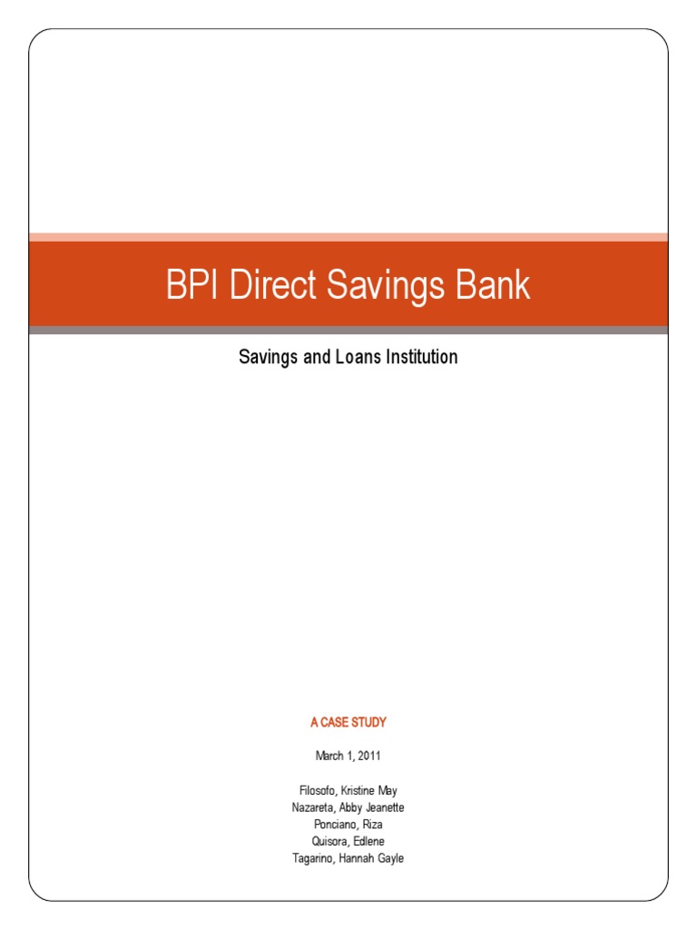 BPI Direct Savings Bank Overview | PDF | Savings And Loan Association ...