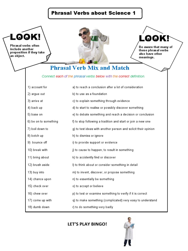 Phrasal Verb Mix and Match: Phrasal Verbs About Science 1 | PDF | Isaac ...