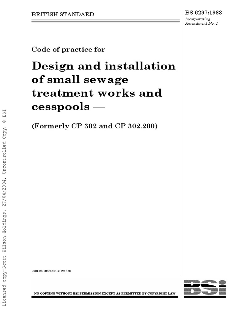 BS 6297-1988 PDF | PDF | Sewage Treatment | Environmental Technology