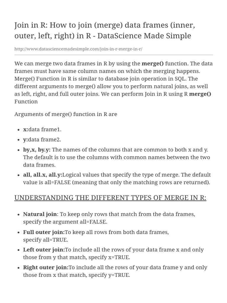 Join in R - How To Join Data Frames in R | PDF | Information Technology ...