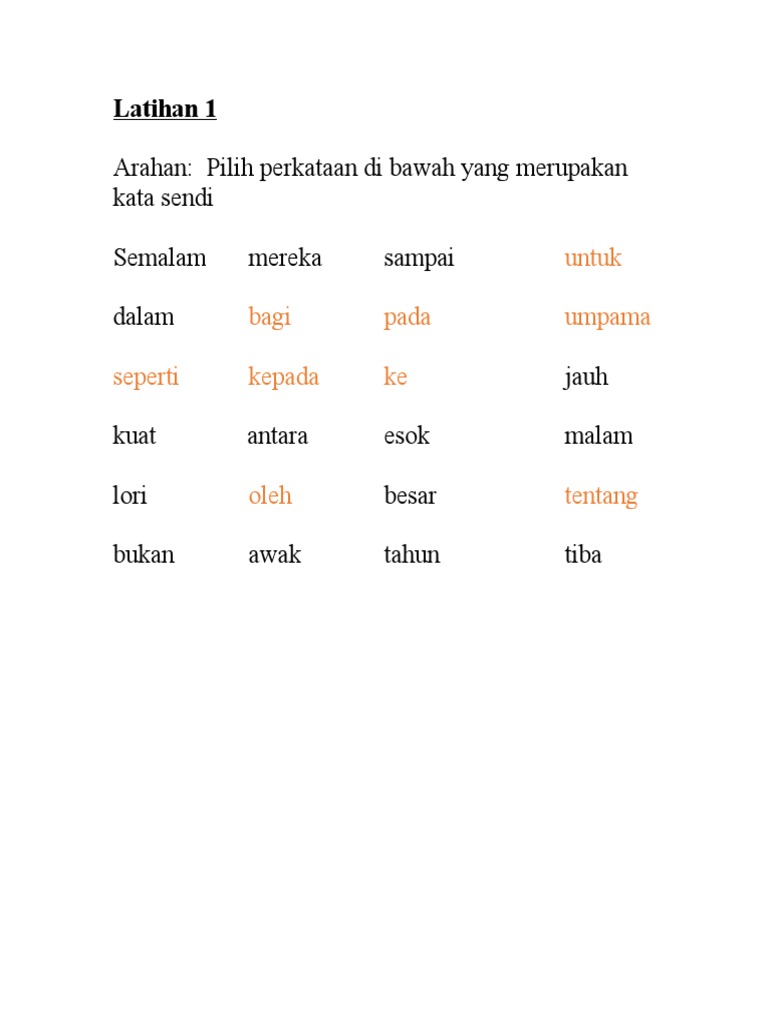Latihan Kata Tugas | PDF