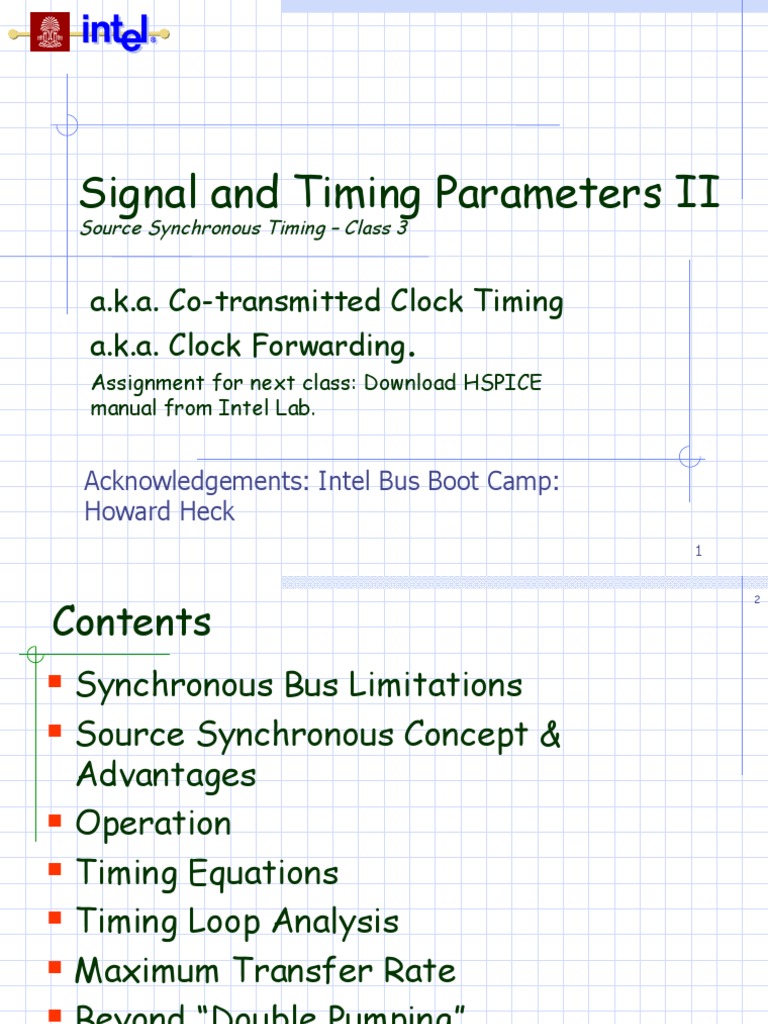 Signal and Timing Parameters II: A.K.A. Co-Transmitted Clock Timing A.K ...